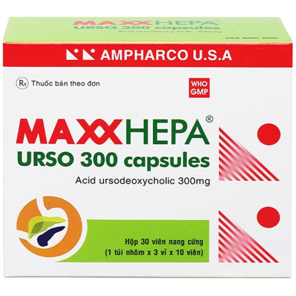 Thuốc MaxxHepa Urso 300 Capsules trị xơ gan do mật nguyên phát (3 vỉ x ...